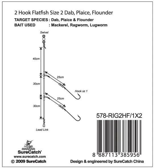 Dennett Pro Series 2 Hook Flatfish Rig - Southside Angling